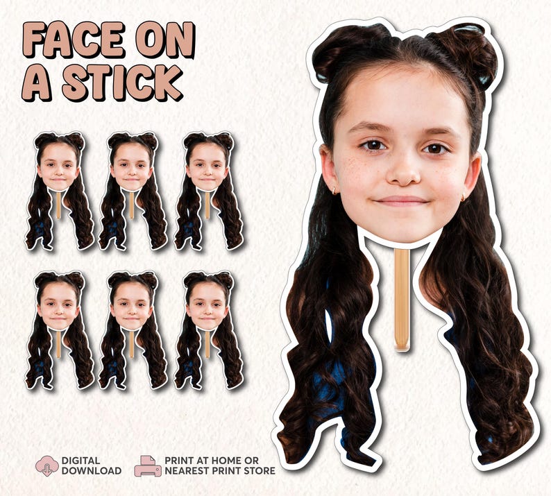 Printable Kids Big Head Fans | Custom Face on a Stick | Personalized ...