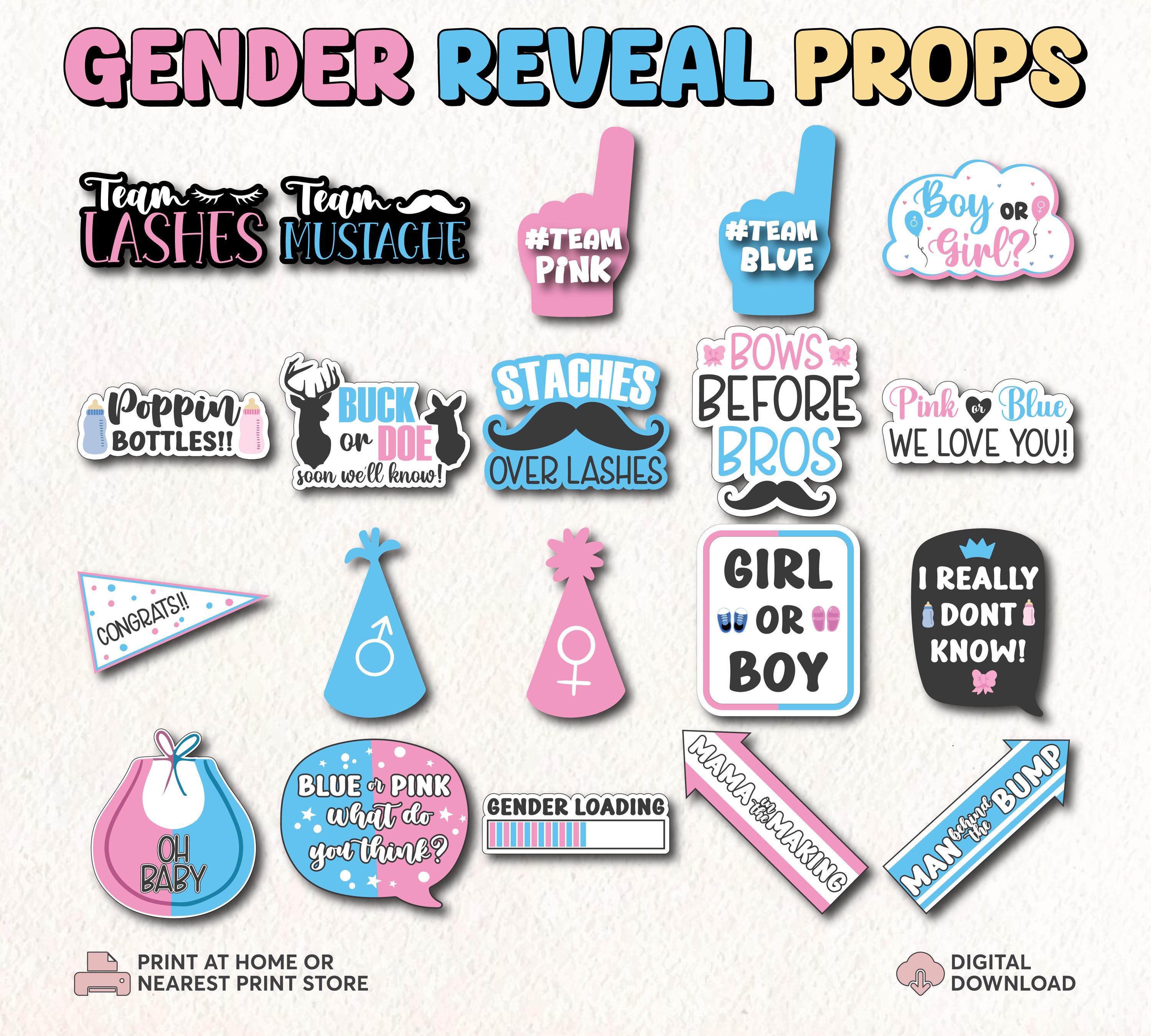 Printable Gender Reveal Props | Gender Reveal Party | Print Yourself ...