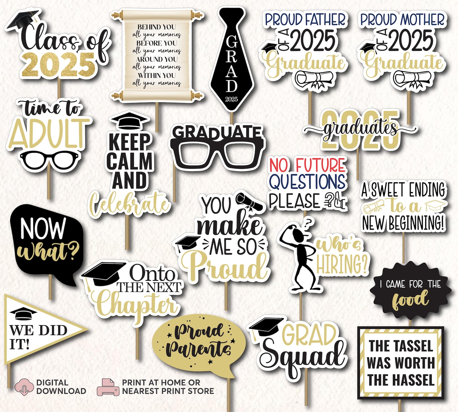 2025 Graduation Photo Booth Props Printable | Graduation Props | Class ...