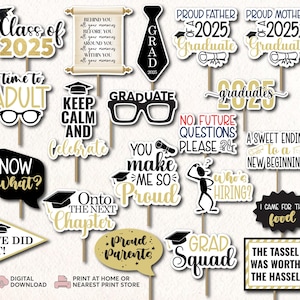 2025 Graduation Photo Booth Props Printable | Graduation Props | Class ...