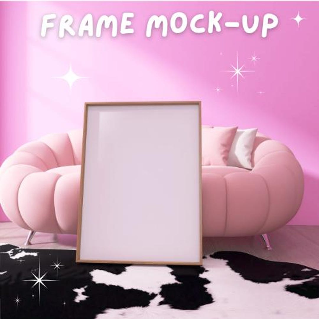 Preppy Pink Wooden Frame Vertical Mock Up, Modern Frame Mock Up, DIN A ...
