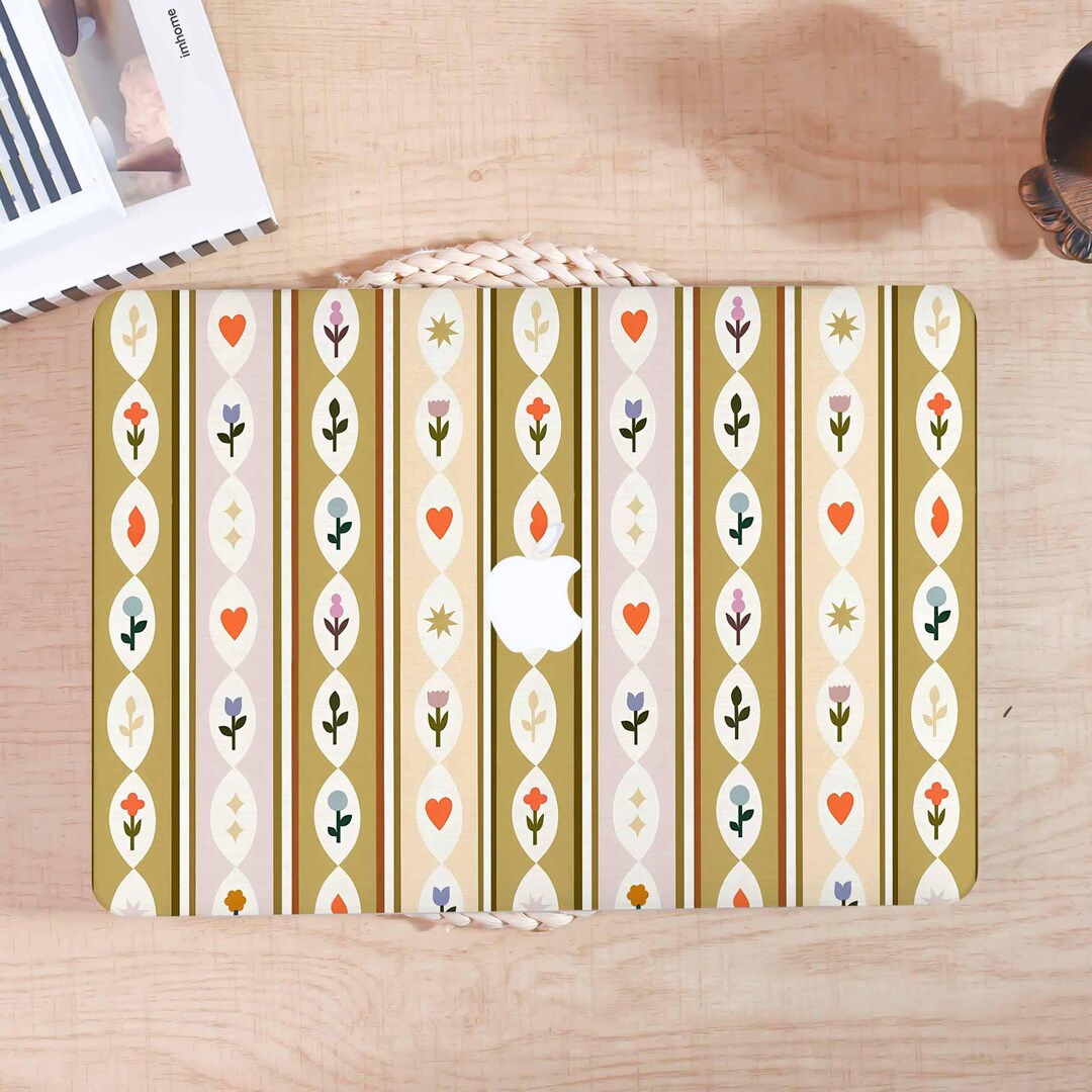 Creative Floral Stripes Pattern MacBook Pro 16 Case, Brown Stripes ...