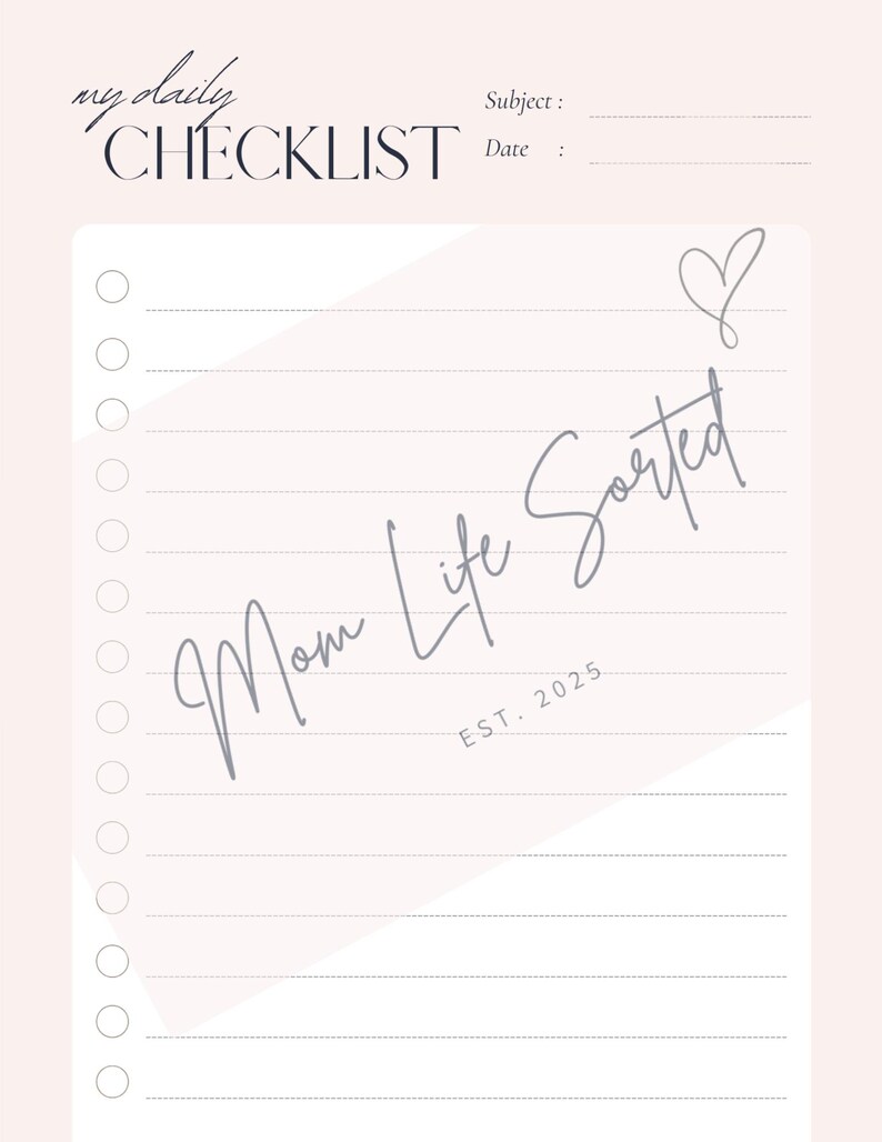 Printable Daily Checklist | Minimalist To-do List | Digital Planner ...