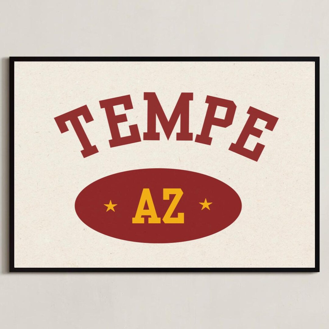 Tempe Arizona ASU Trendy Minimalist College Wall Art, Arizona State ...