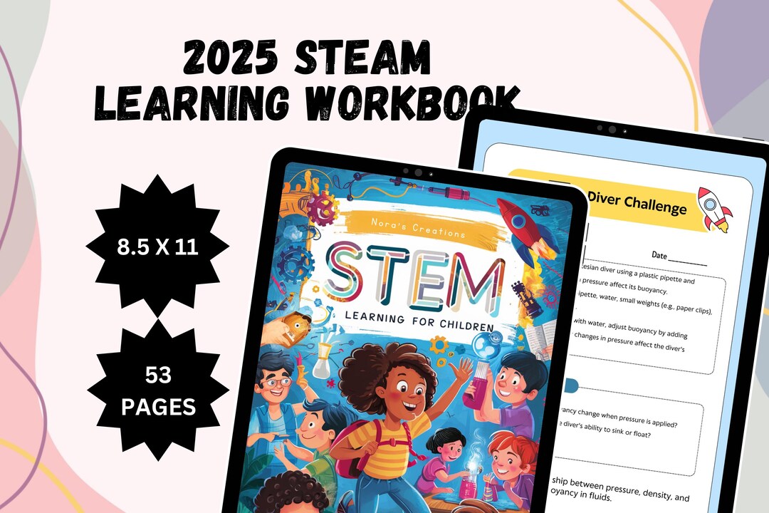 50 STEM Exercises Workbook | STEM Activity Book | Educational Planner ...
