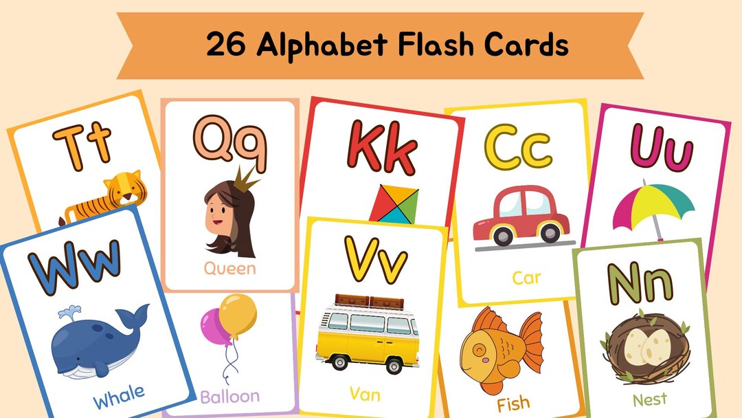 26 Alphabet Flash Cards – A to Z Educational Cards – Learn Abcs for ...