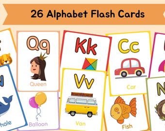 26 Alphabet Flash Cards – A to Z Educational Cards – Learn Abcs for ...