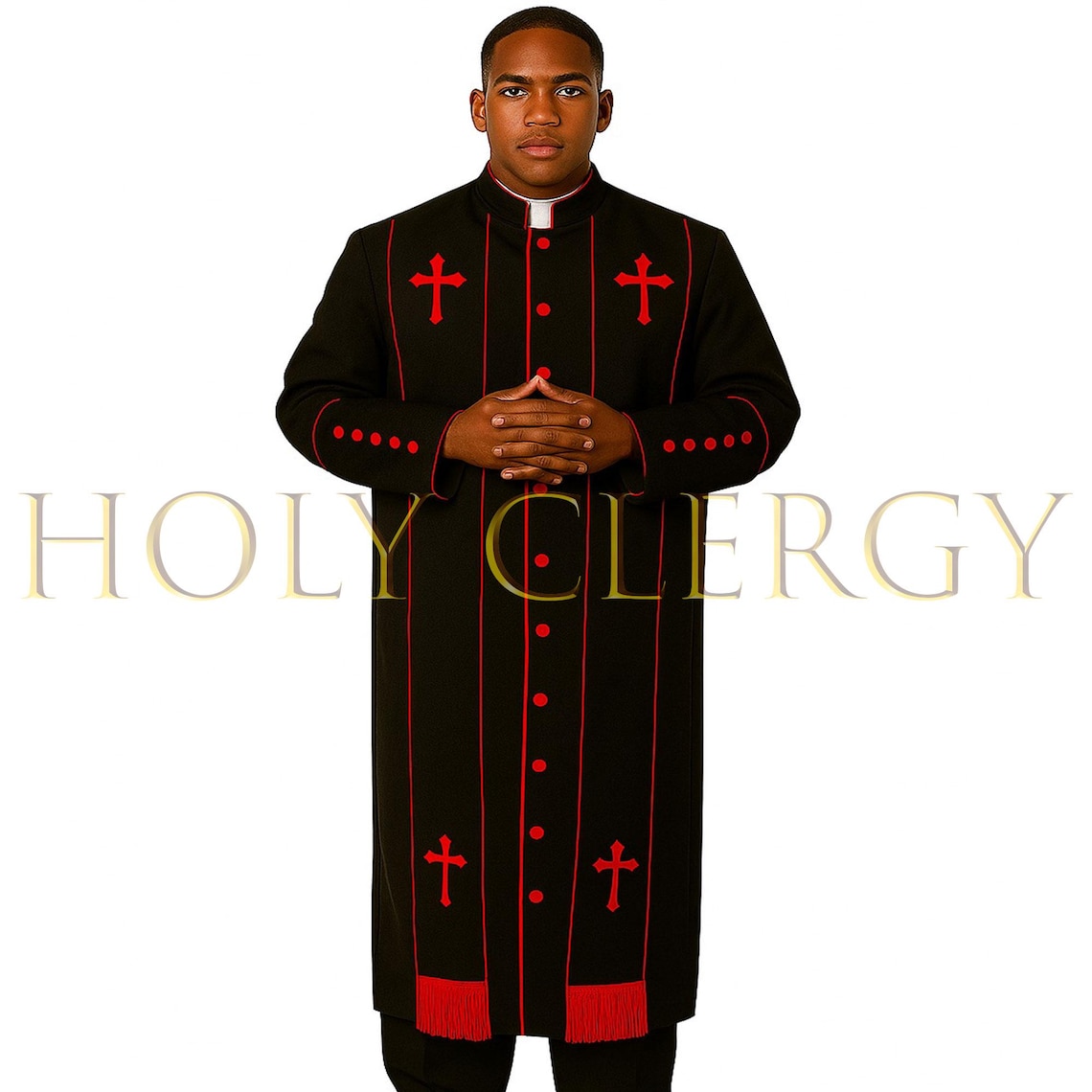 Black & Red Clergy Robe With Stole | Pastor Minister Vestment - Etsy