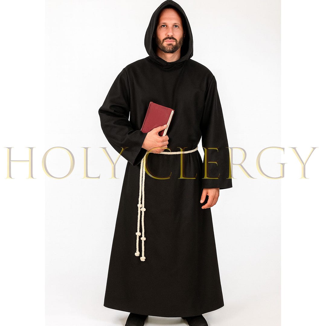 Religious Franciscan Black Monk Robe Medieval Clergy Habit for Ren ...