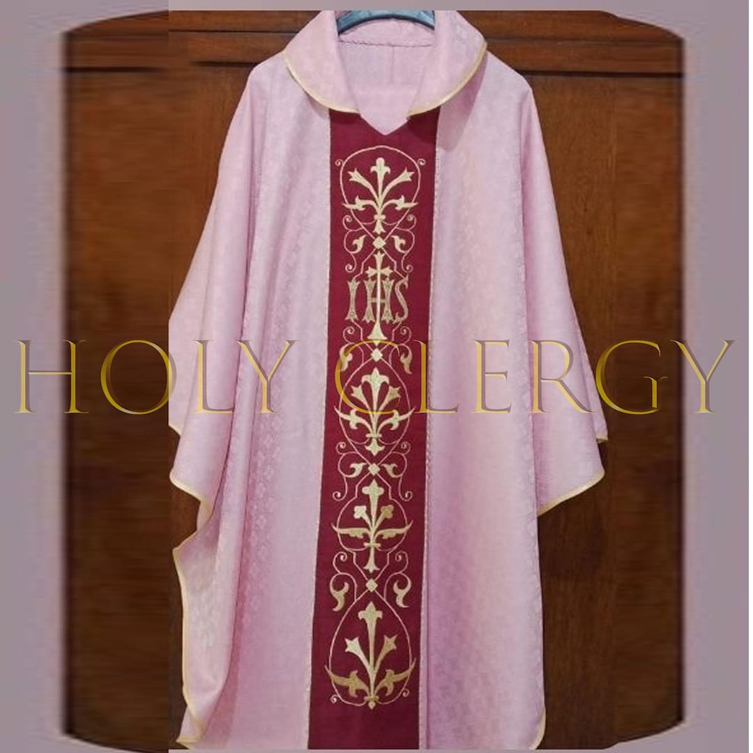Rose Gothic Chasuble – Embroidered Liturgical Vestment for Gaudete ...