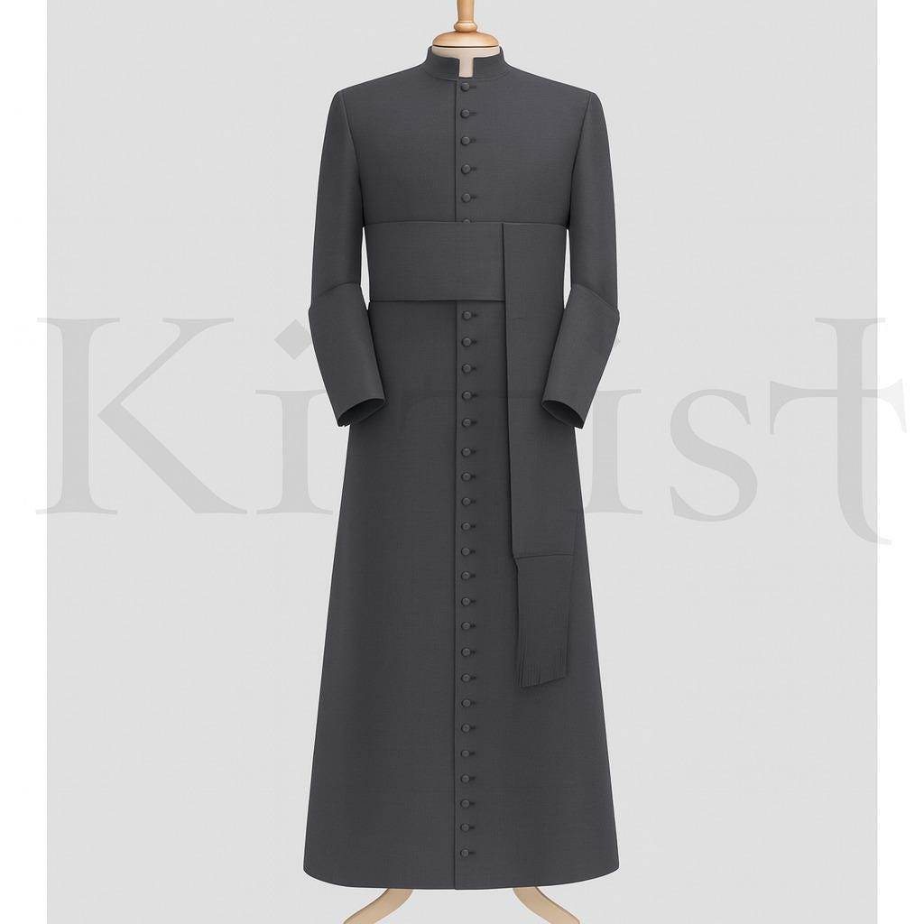 Dark Grey Roman Cassock Soutane | Custom Clergy Robe With Cinctur ...