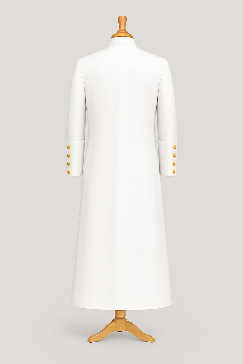 White Roman Cassock With Golden Buttons: Handmade Clergy Robe - Etsy