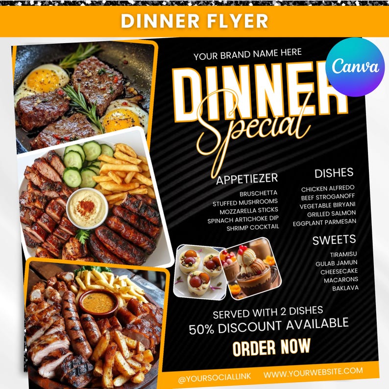 Dinner Specials Flyer, Dinner Sale Flyer, Dinner Menu Deals Flyer ...