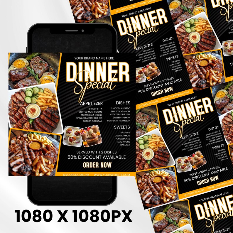 Dinner Specials Flyer, Dinner Sale Flyer, Dinner Menu Deals Flyer ...