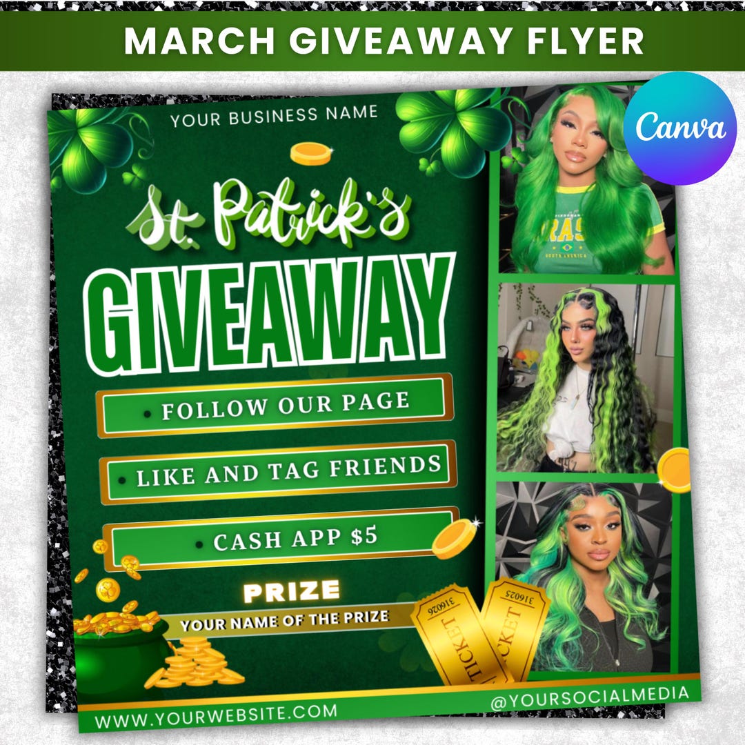 March Raffle Giveaway Flyer, St Patricks Day Raffle Giveaway Flyer ...