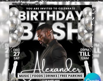 Birthday Party Flyer, Men's Birthday Flyer, Birthday Boy, Event Flyer ...