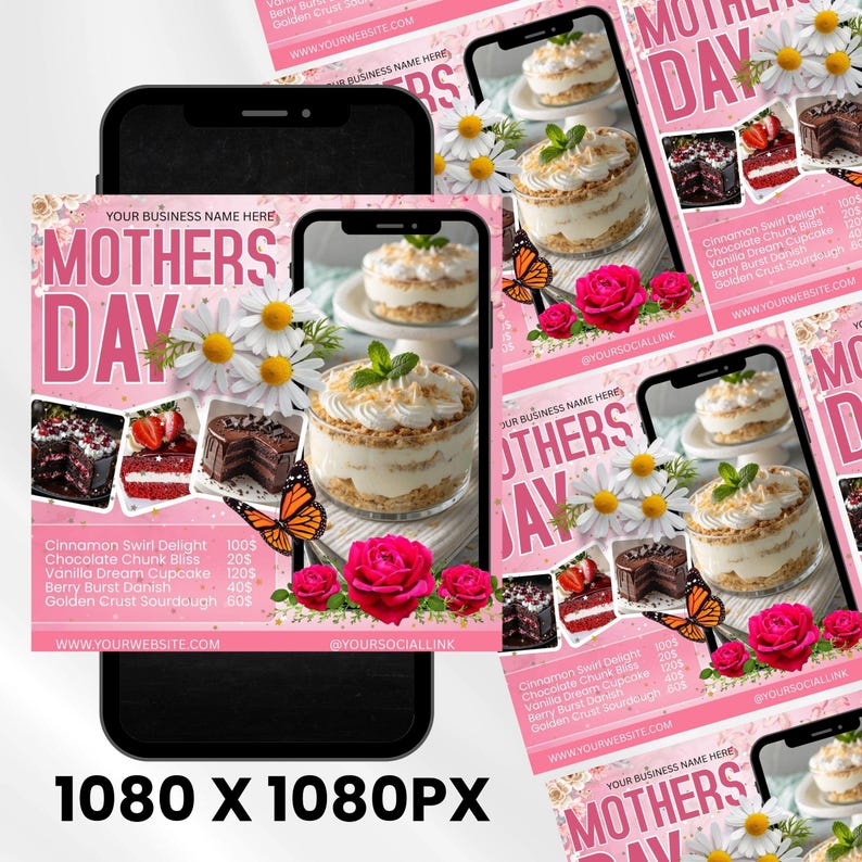 Mothers Day Bakery Flyer, May Bake Sale Flyer, Sweet Treats Flyer, Bake ...