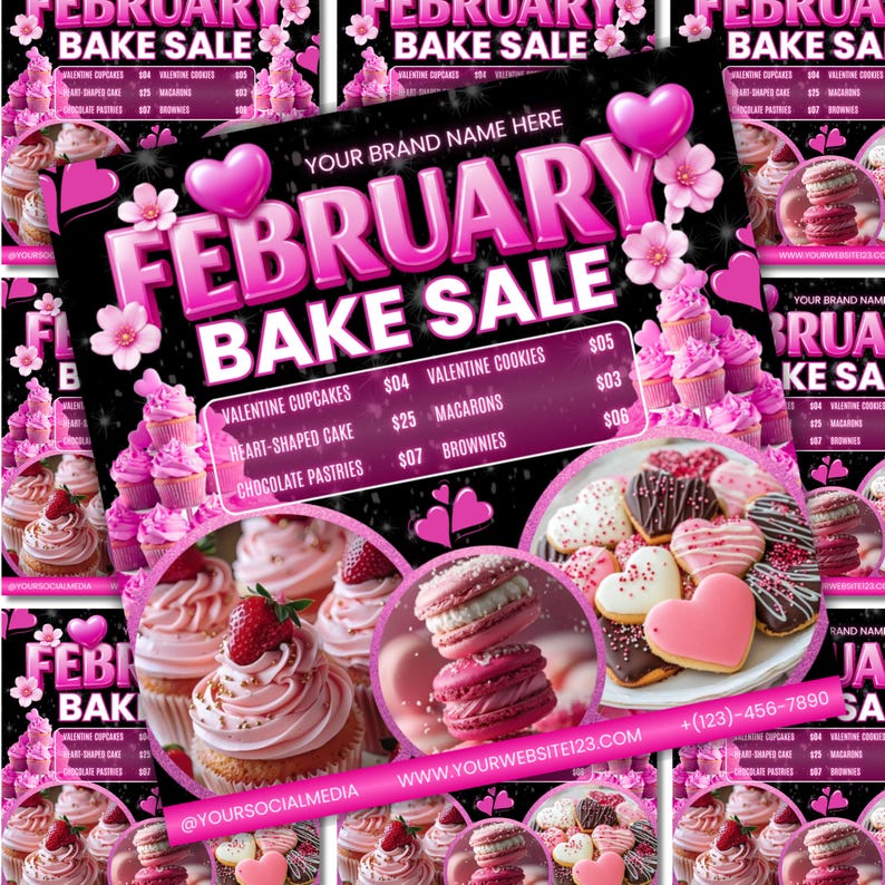 Valentine's Day Bakery Flyer, February Bake Sale Flyer, Bakery Flyer ...