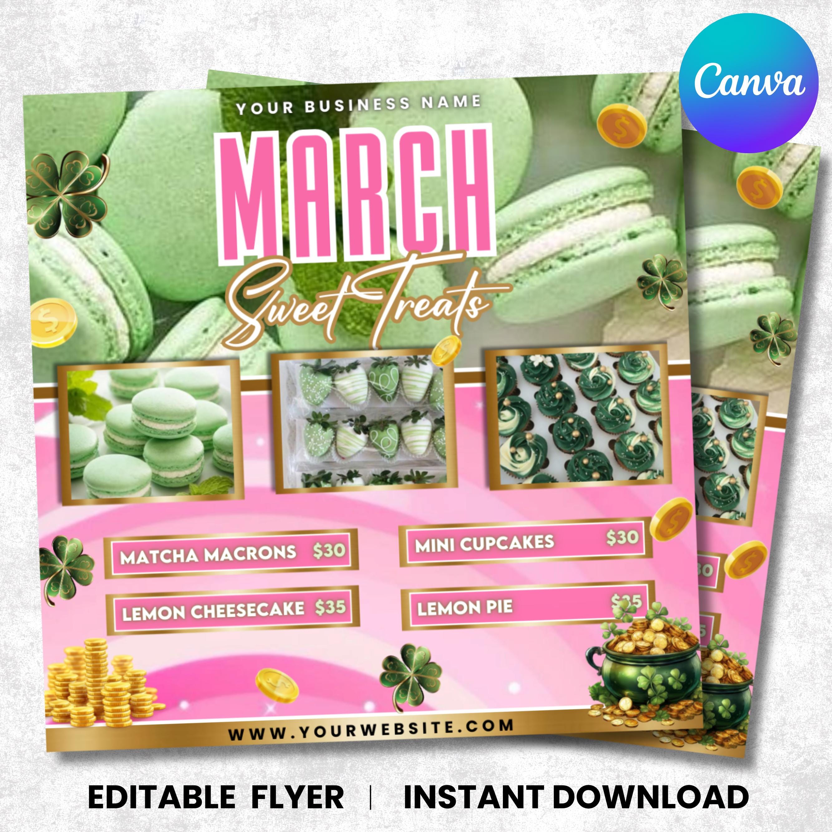 March Bake Sale Flyer, Spring Bakery Flyer, Sweet Treats Flyer, March ...