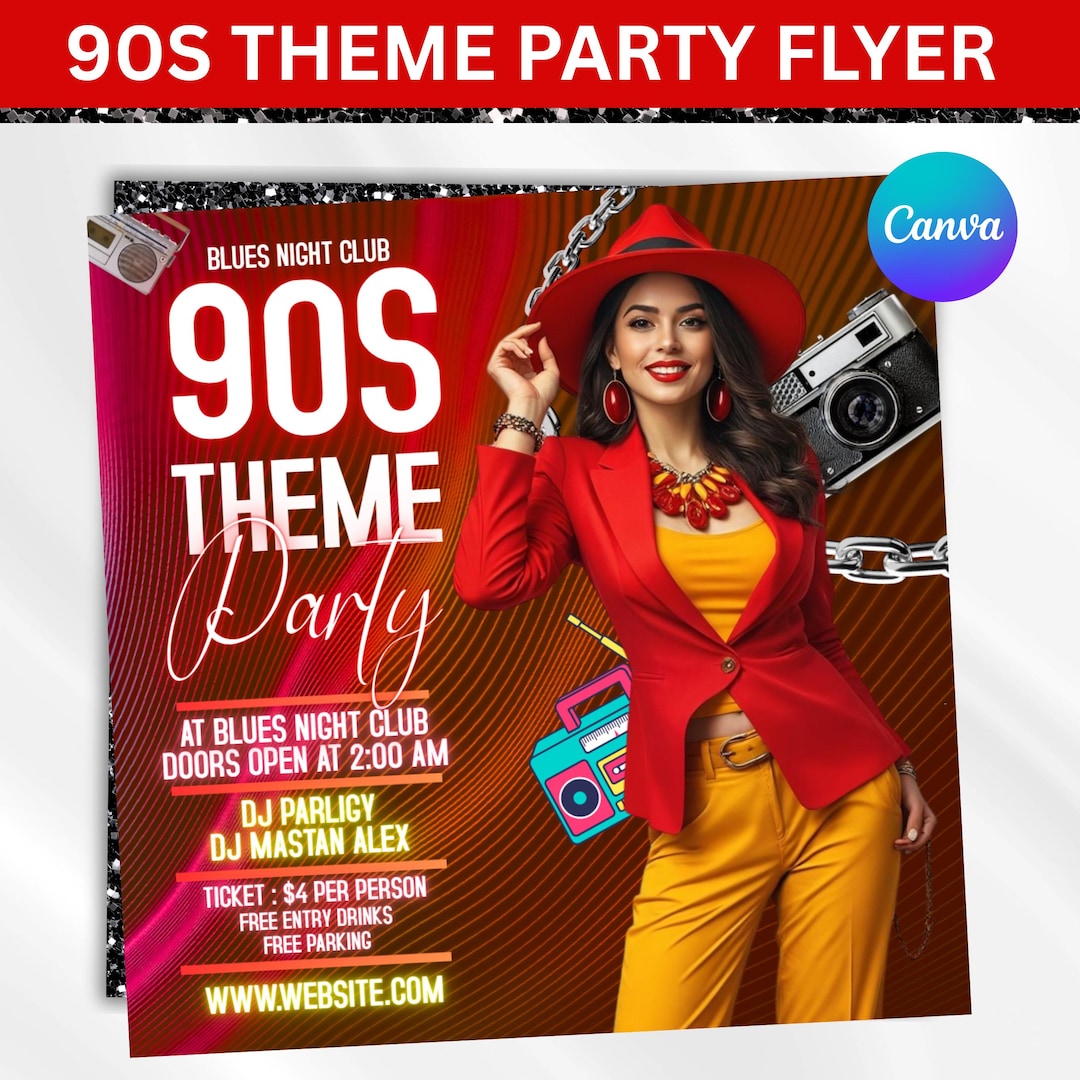 90s Throwback Party Flyer, Party Flyer, Club Party Flyer, Retro Hip Hop ...