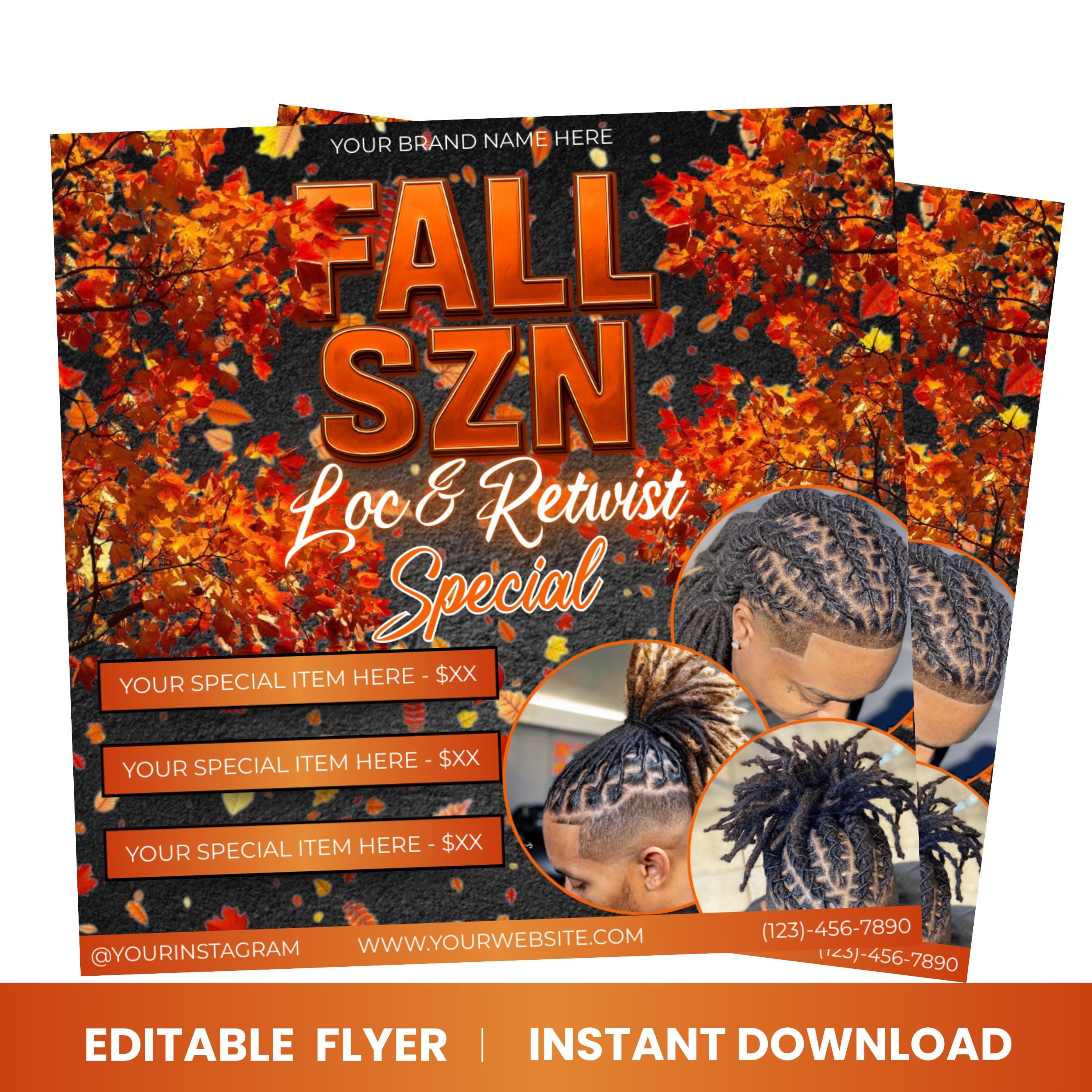 Locs and Retwist Flyer, Fall Szn Locs Specials Flyer, Dread Locks Flyer ...