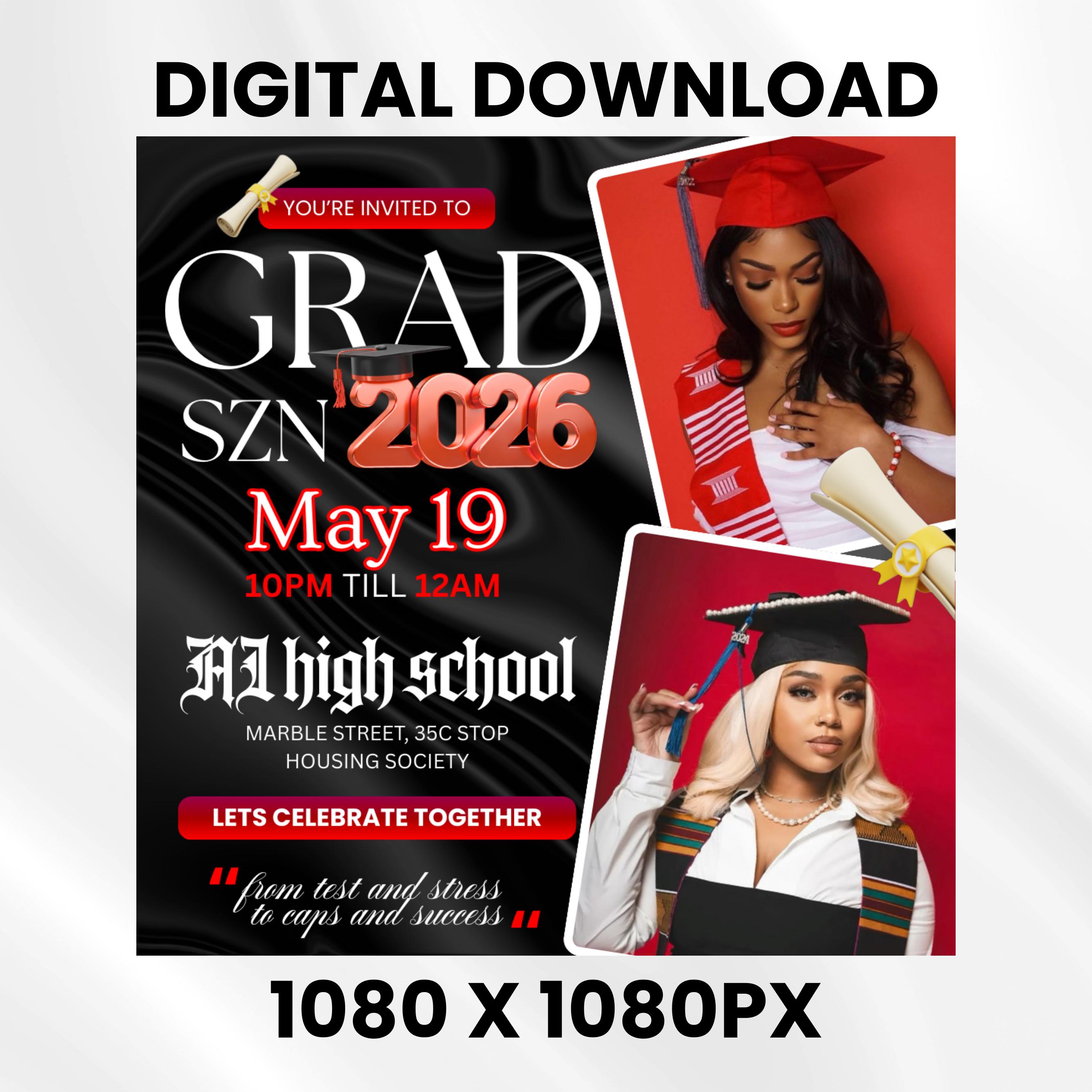 Graduate Flyer, Graduation Party Flyer, Graduation Invitation, College ...