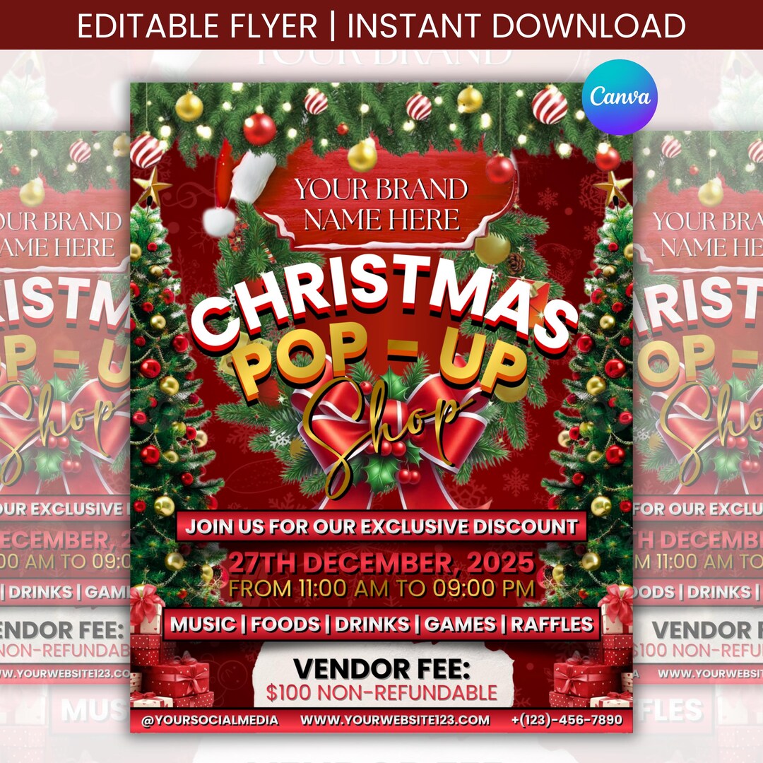 Christmas Pop up Flyer, Christmas Sip and Shop Flyer, DIY Template ...
