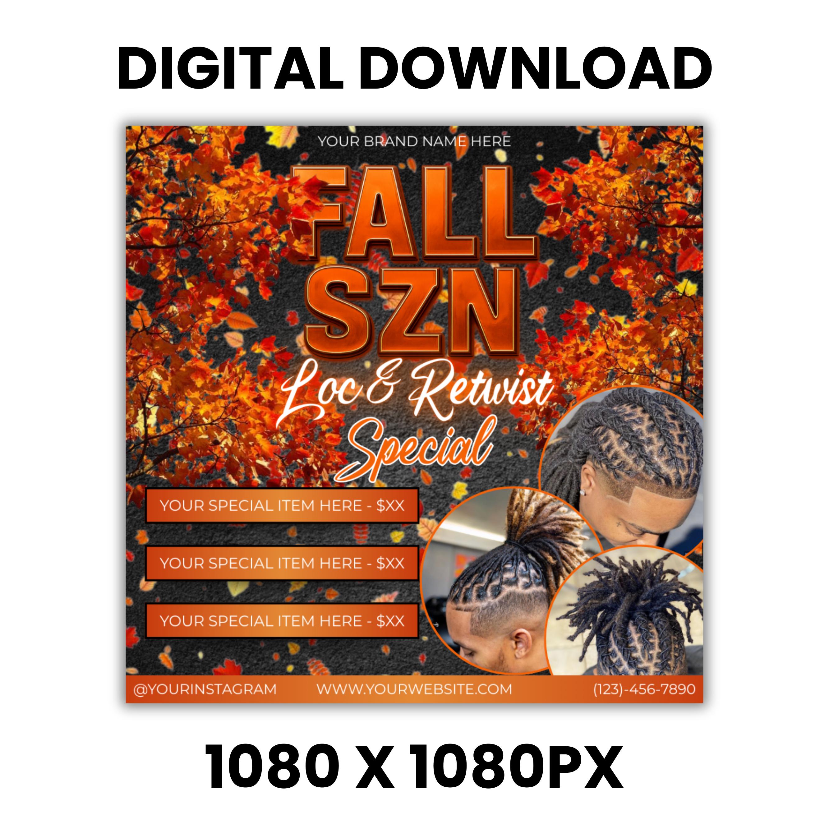 Locs and Retwist Flyer, Fall Szn Locs Specials Flyer, Dread Locks Flyer ...