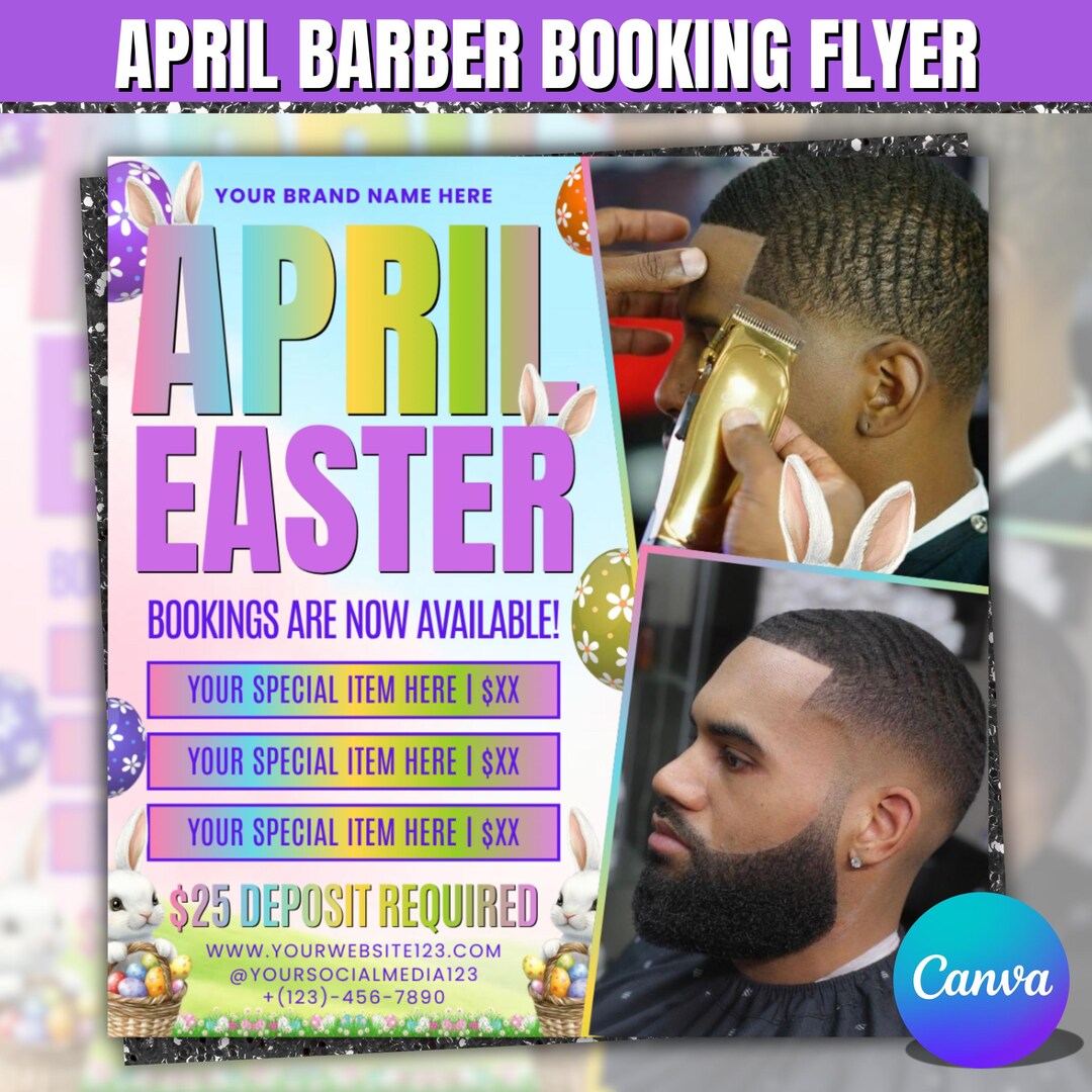 Spring Break Booking Flyer, April Barber Shop Haircut Appointments ...