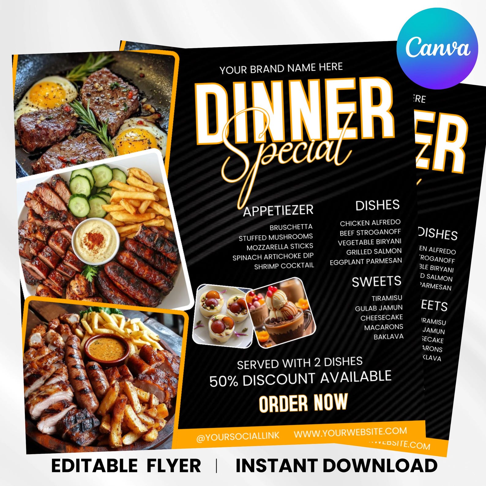 Dinner Specials Flyer, Dinner Sale Flyer, Dinner Menu Deals Flyer ...