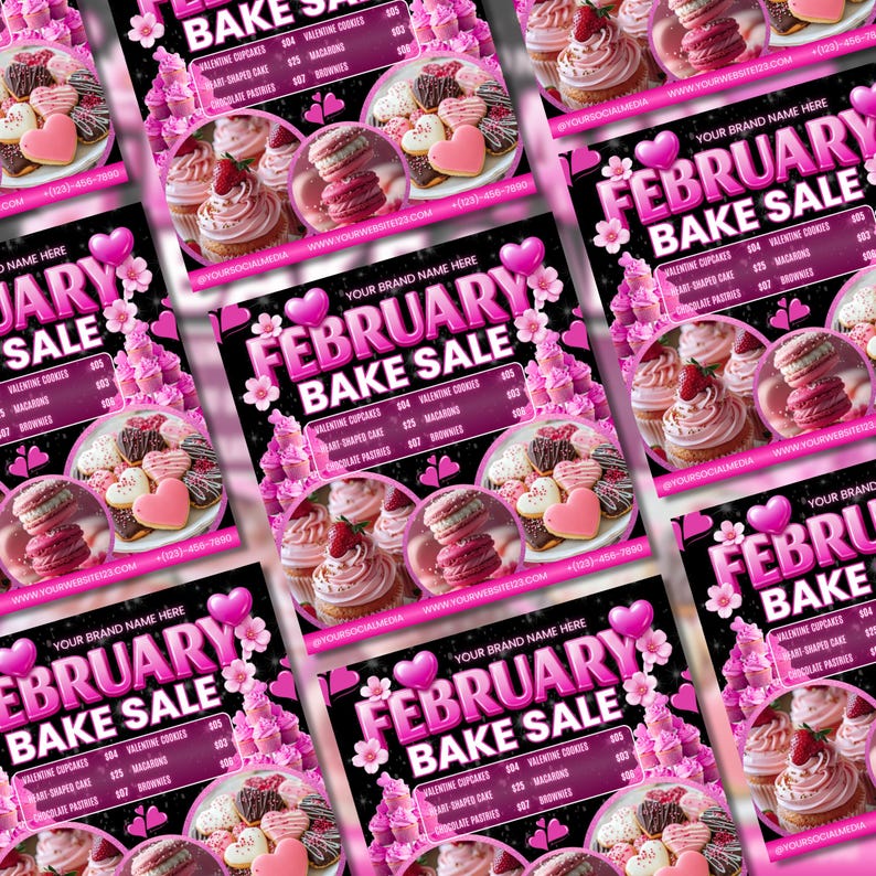Valentine's Day Bakery Flyer, February Bake Sale Flyer, Bakery Flyer ...