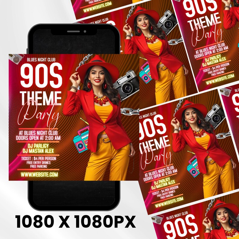 90s Throwback Party Flyer, Party Flyer, Club Party Flyer, Retro Hip Hop ...
