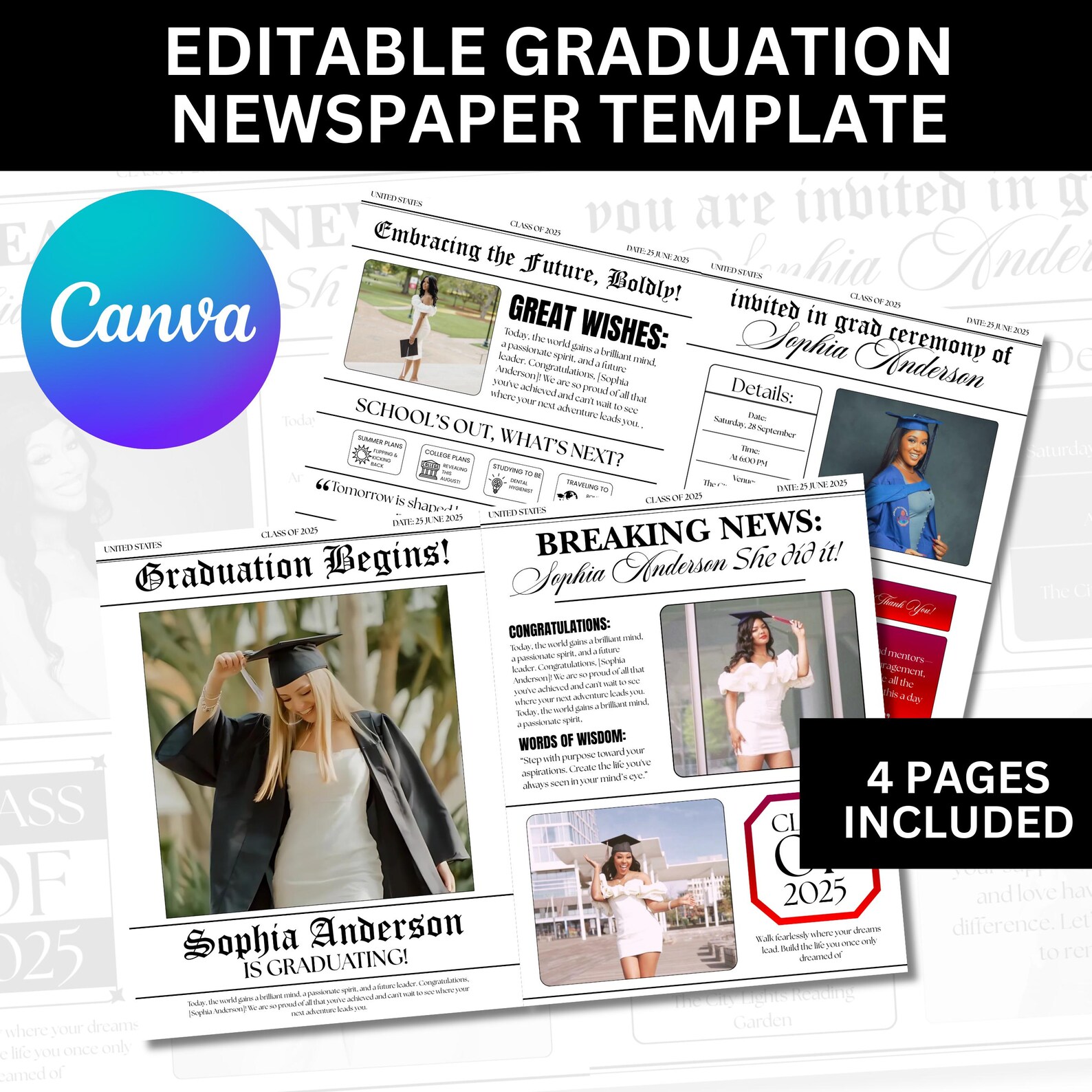 Graduation Newspaper Template, Graduation Template, Graduation Journey ...