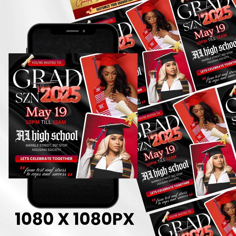 Graduate Flyer, Graduation Party Flyer, Graduation Invitation, College ...