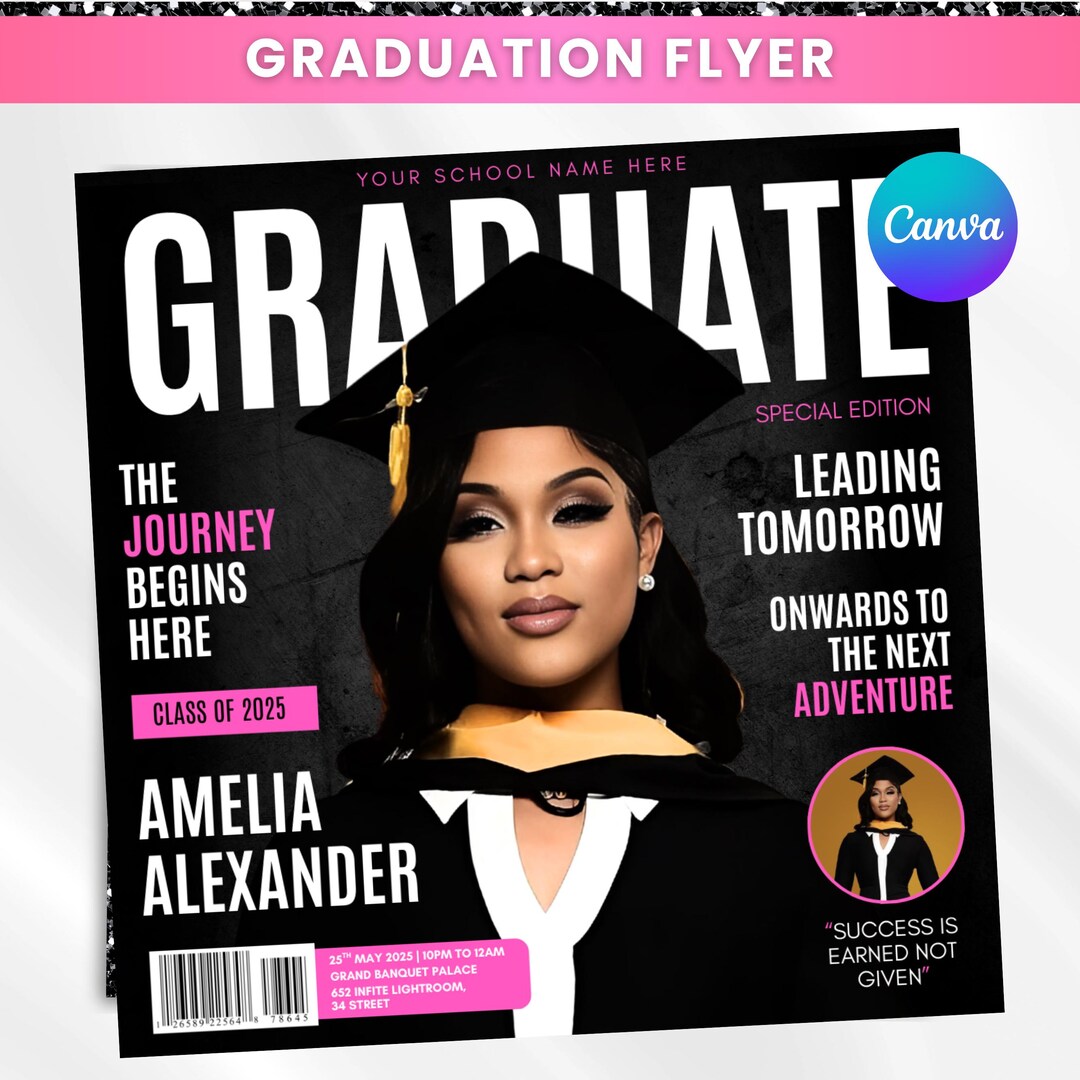 Magazine Cover Graduation Invite, Graduation Party Flyer, Graduation ...