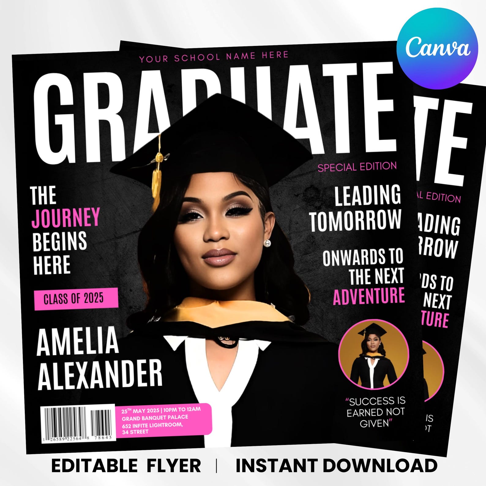 Magazine Cover Graduation Invite, Graduation Party Flyer, Graduation ...