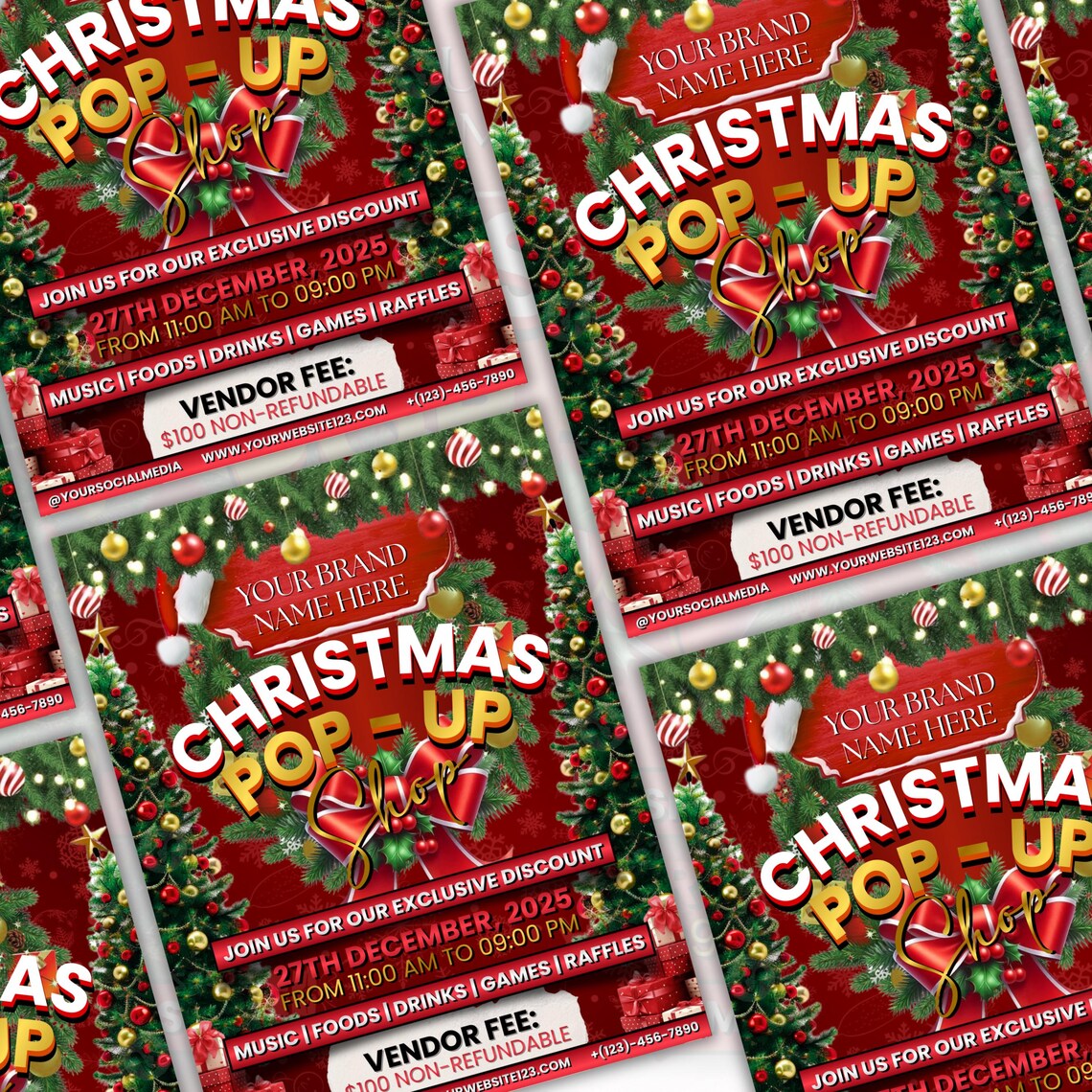 Christmas Pop up Flyer, Christmas Sip and Shop Flyer, DIY Template ...