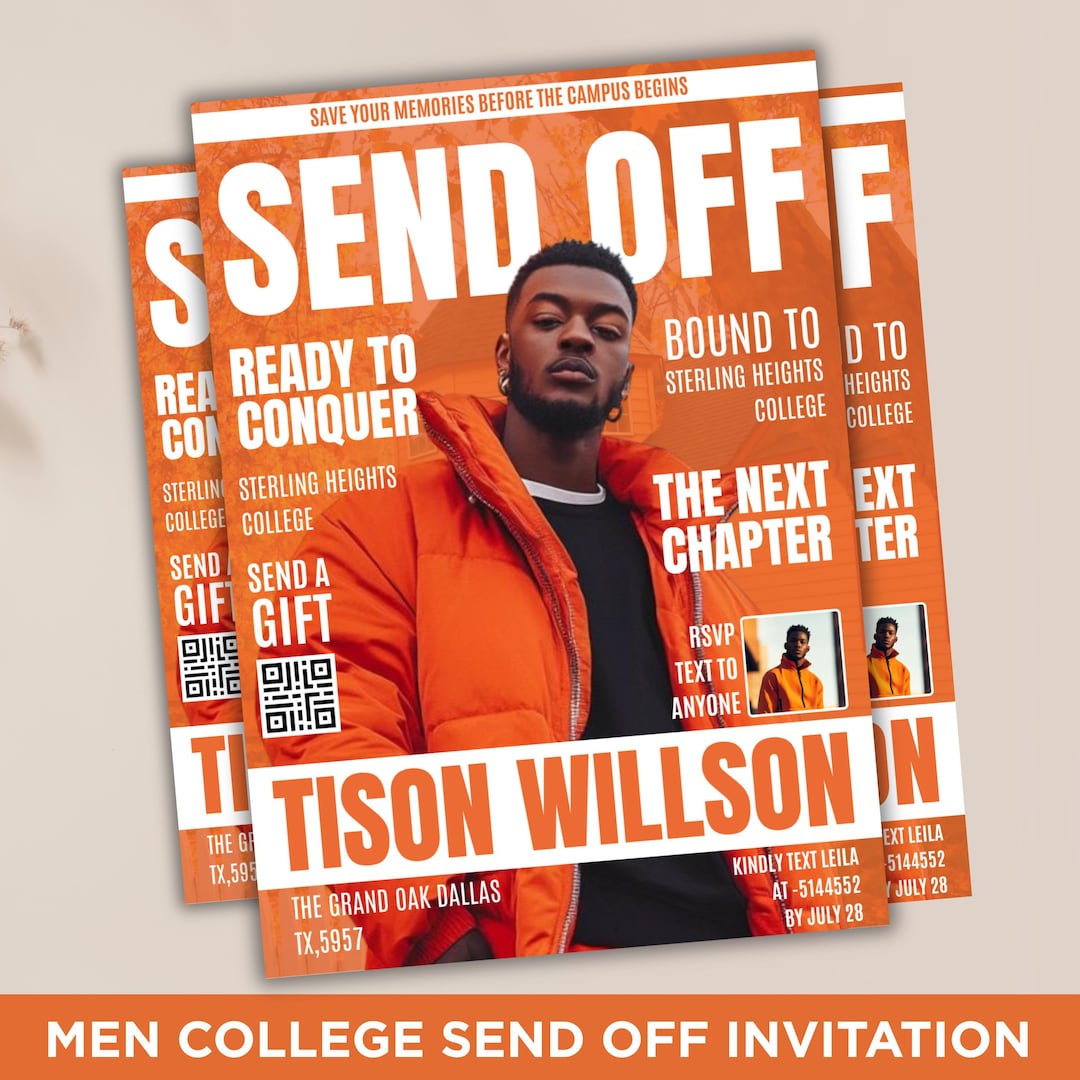 Men College Send off Invitation Flyer, Trunk Party, Grad Party ...