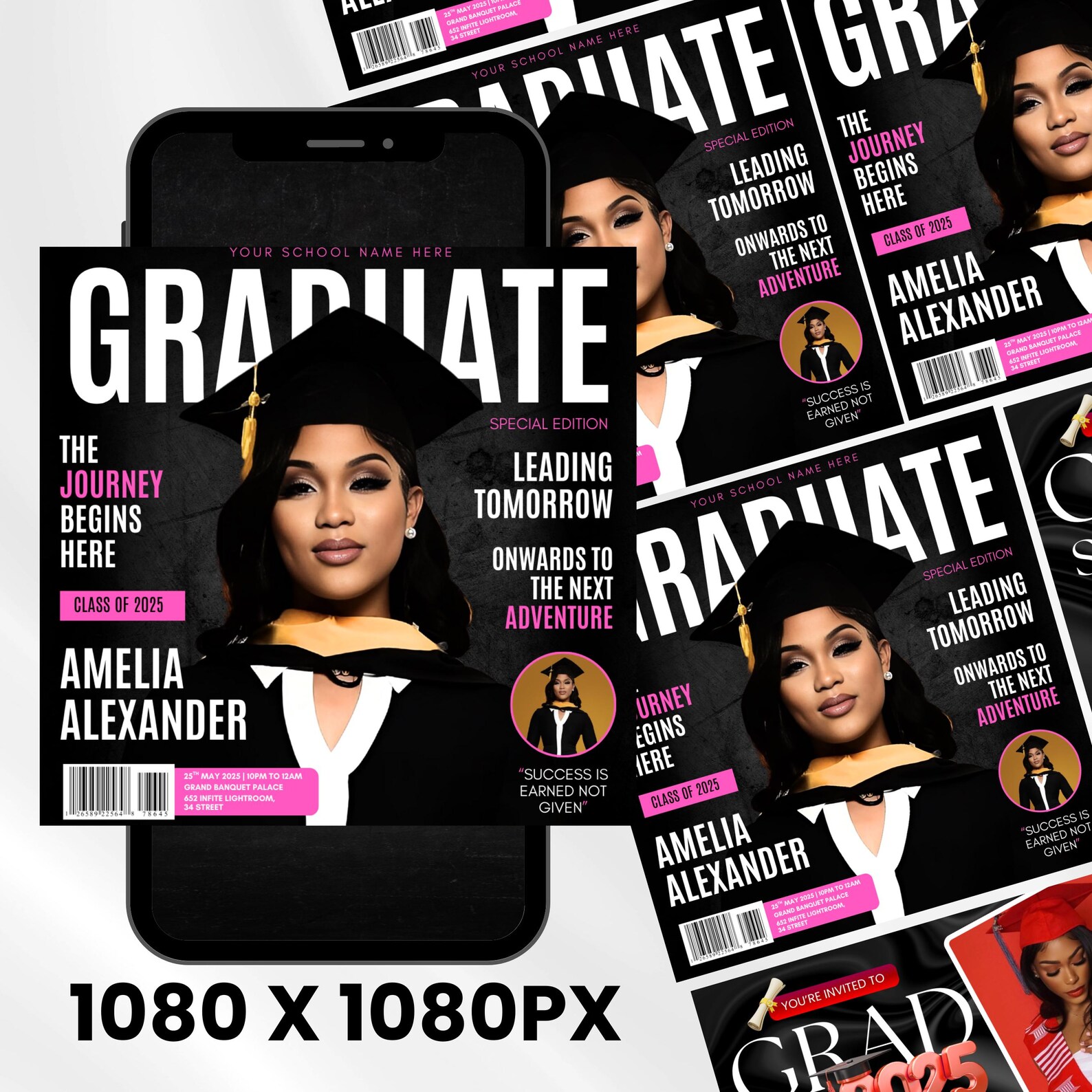 Magazine Cover Graduation Invite, Graduation Party Flyer, Graduation ...