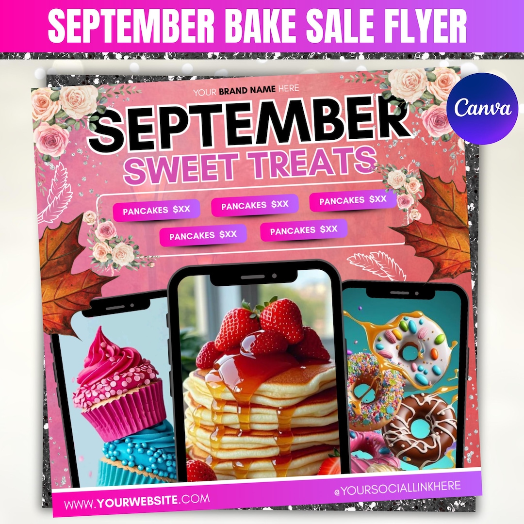 September Bake Sale Flyer, Bakery Flyer, Sweet Treats Flyer, Dessert ...