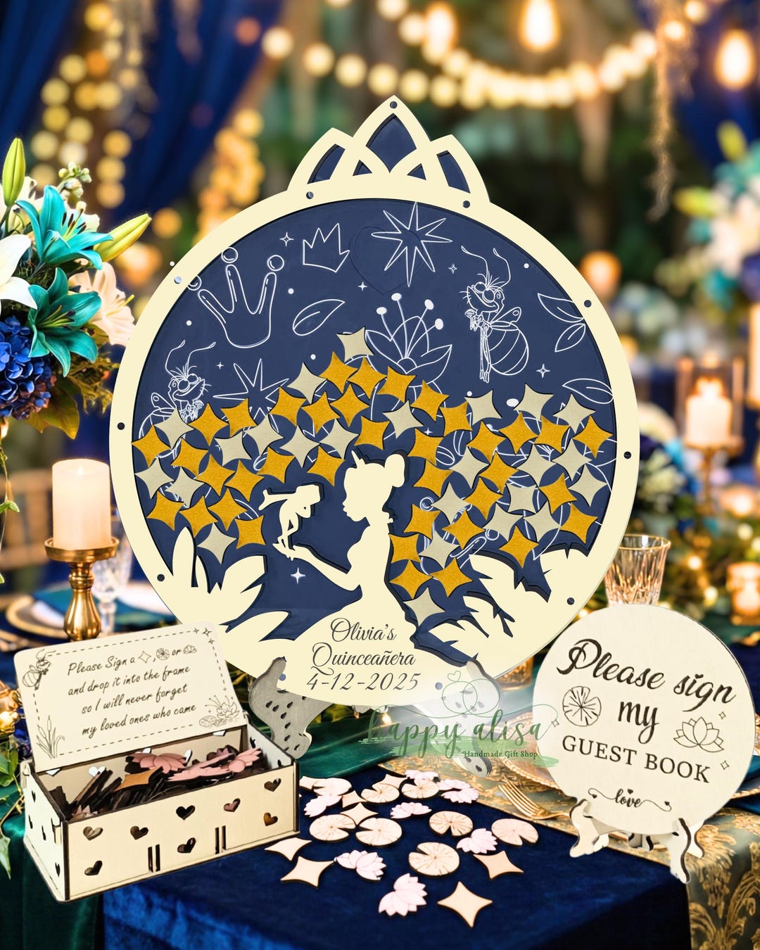 Personalized Princess Quinceañera Guest Book Alternative, Crown ...