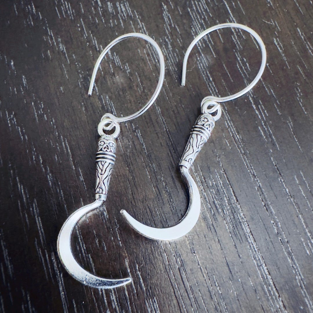 Skull Sickle Dangle Earrings - Etsy