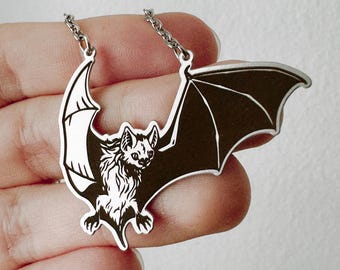 Key Necklace Vampire Bat Gothic Pendant Black Jewelry Unique Fantasy ...
