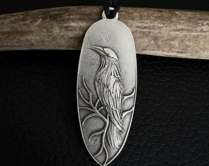 Winter Raven Shield Necklace, Raven Charm, Raven Jewelry, Raven Jewelry ...