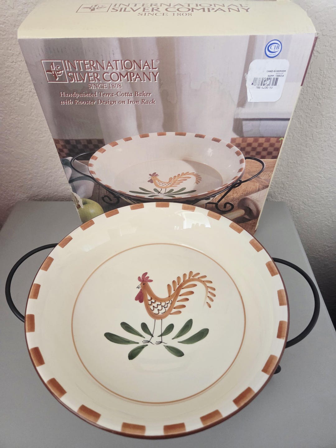 Terracotta Rooster Baking Dish With Iron Rack- Handpainted ...