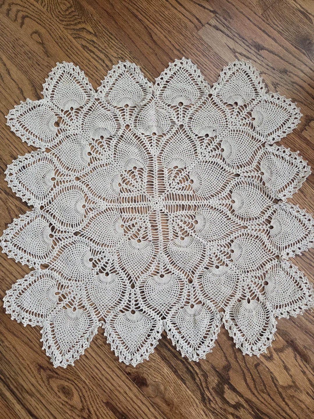 Large Vintage Crocheted Doilie Ecru Lace - Etsy