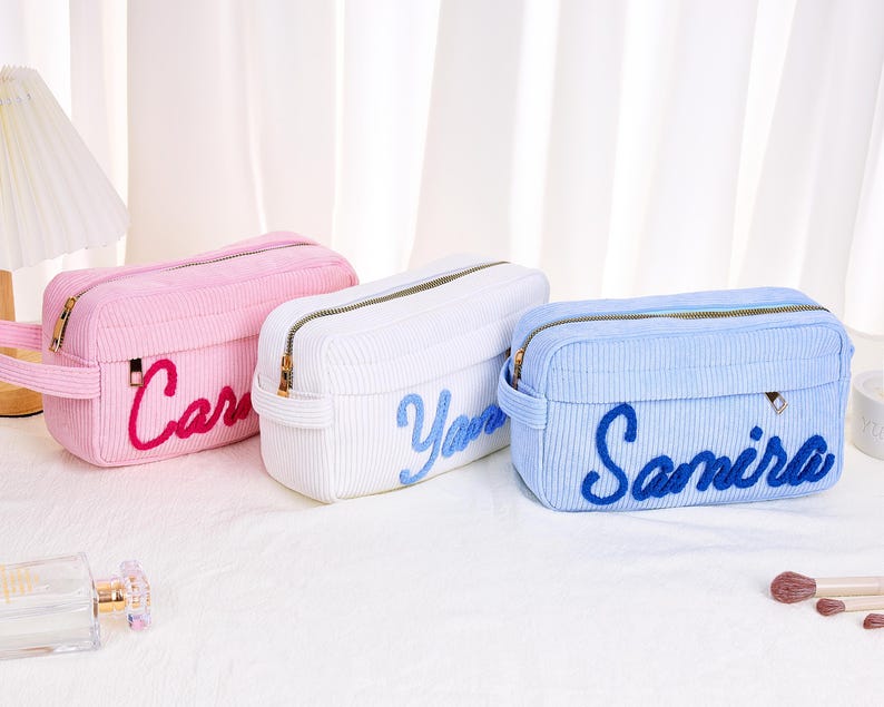 Personalized Corduroy Pencil Case With Name, Custom Girls Pencil Bag ...