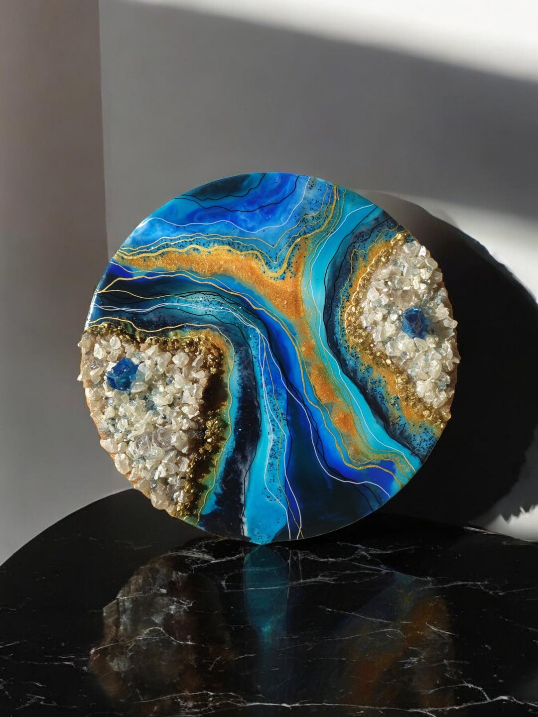 Blue Resin Geode Wall Art - Etsy