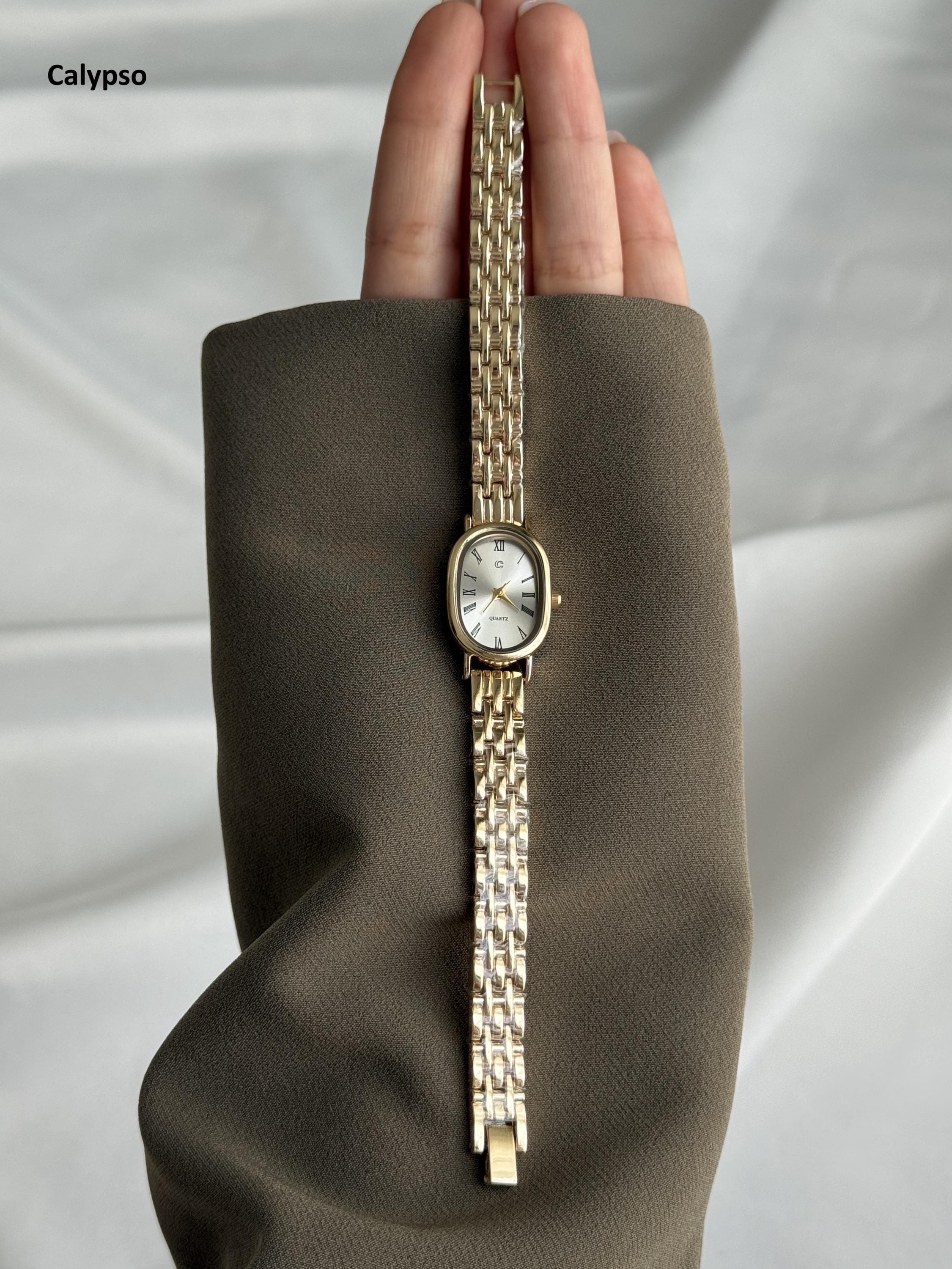 Gold Tone Vintage Style Bracelet Watch, Elegant Ladies Wristwatch ...
