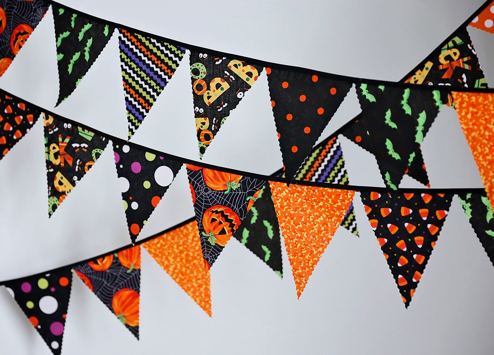 Halloween Mini Pennant Fabric Banner Bunting in Orange and | Etsy